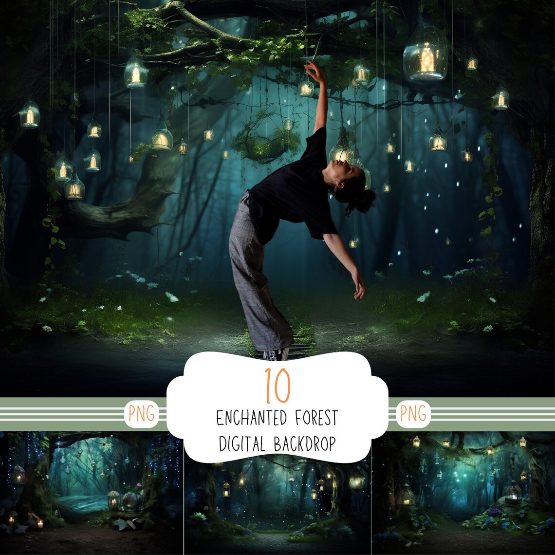 Enchanted Forest Digital Backdrops Magical Whimsical Forest PNG ...