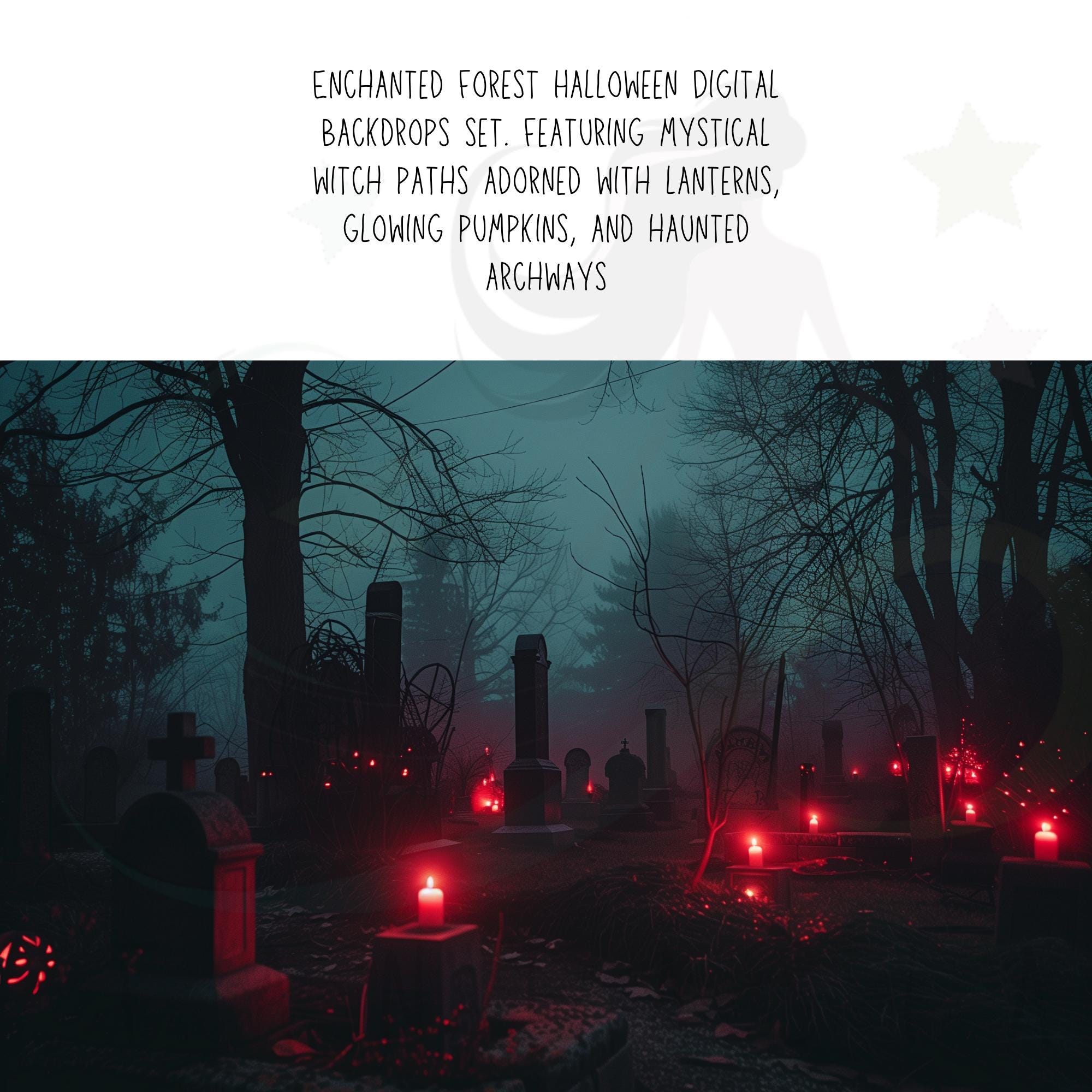 Haunting Cemetery Digital Backdrops, Photography Backgrounds, Halloween ...