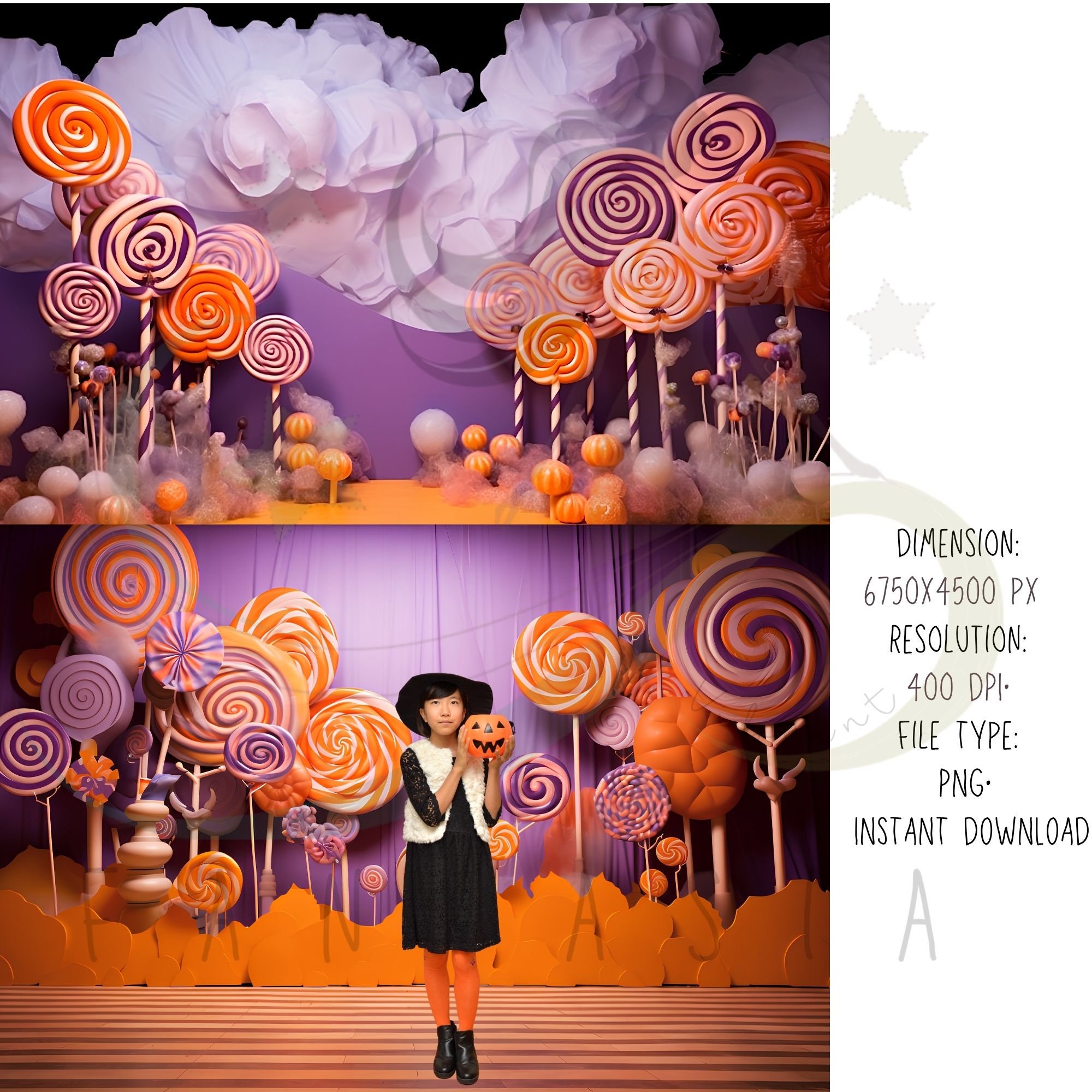 Candyland Halloween Digital Backdrops, Rainbow Backdrops, Children ...