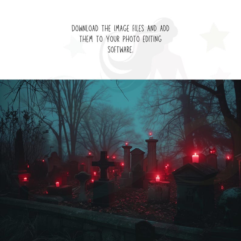 Haunting Cemetery Digital Backdrops, Photography Backgrounds, Halloween ...