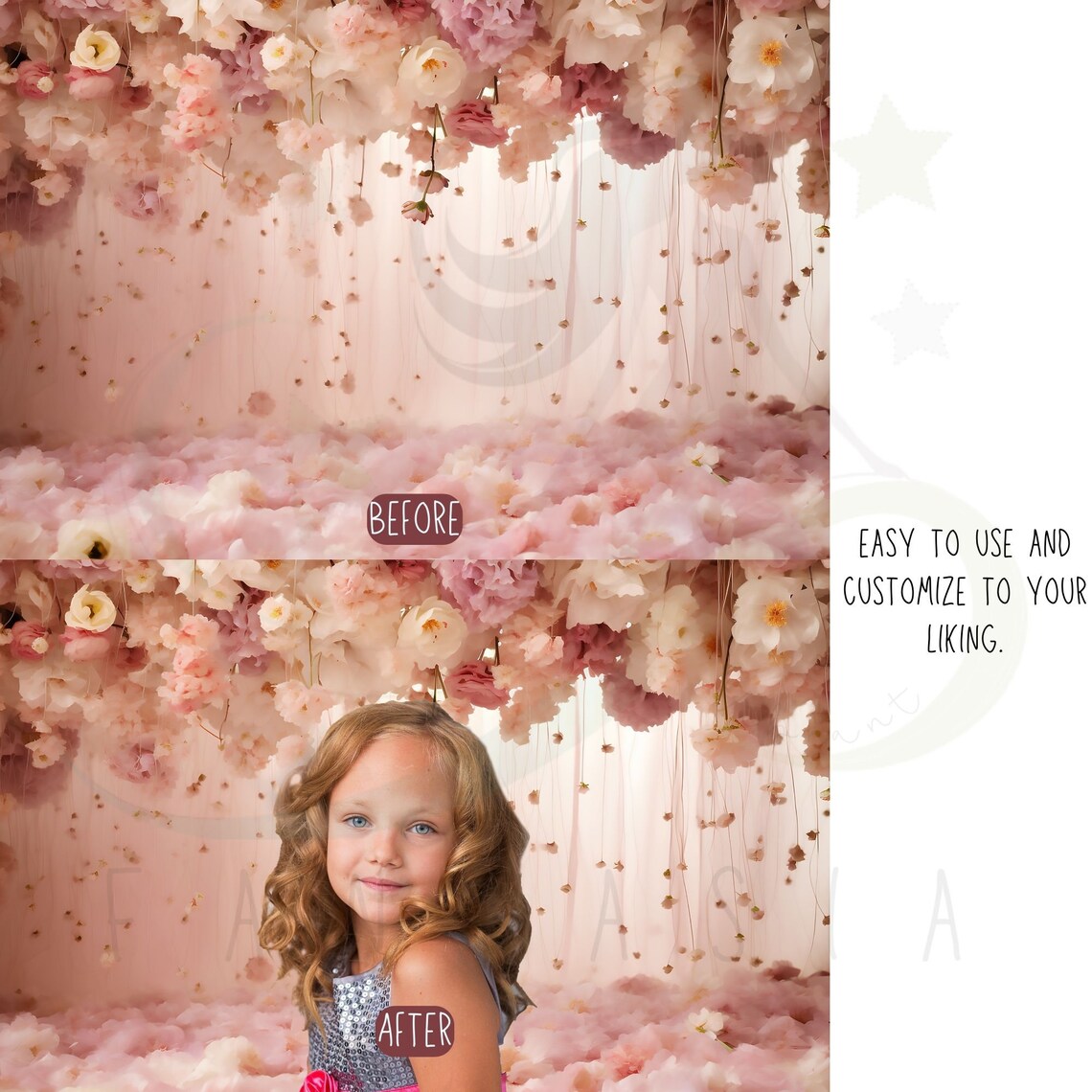 Flower Shower Wall Digital Backdrops, Maternity Bride Portrait Digital ...
