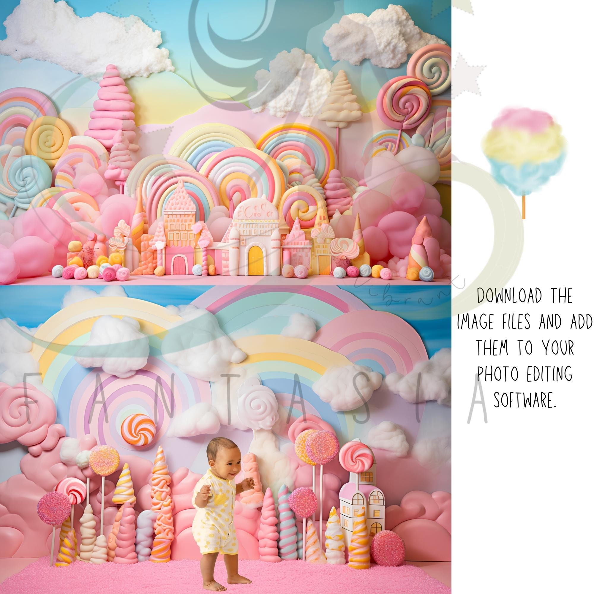 Candyland Haunt Digital Backdrops, Rainbow Backdrops, Children Birthday ...