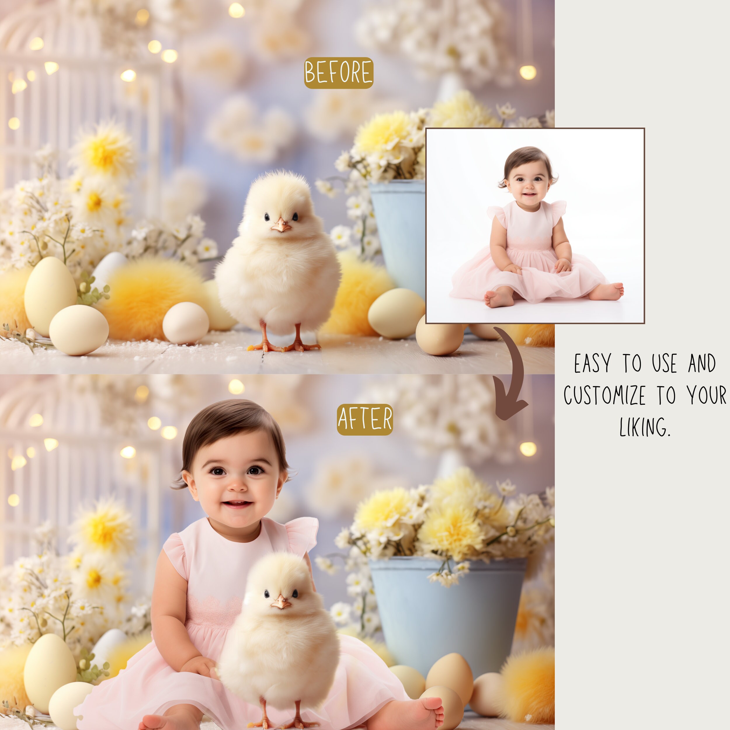 Easter Chick Digital Backdrops, Easter Spring Background, Studio ...