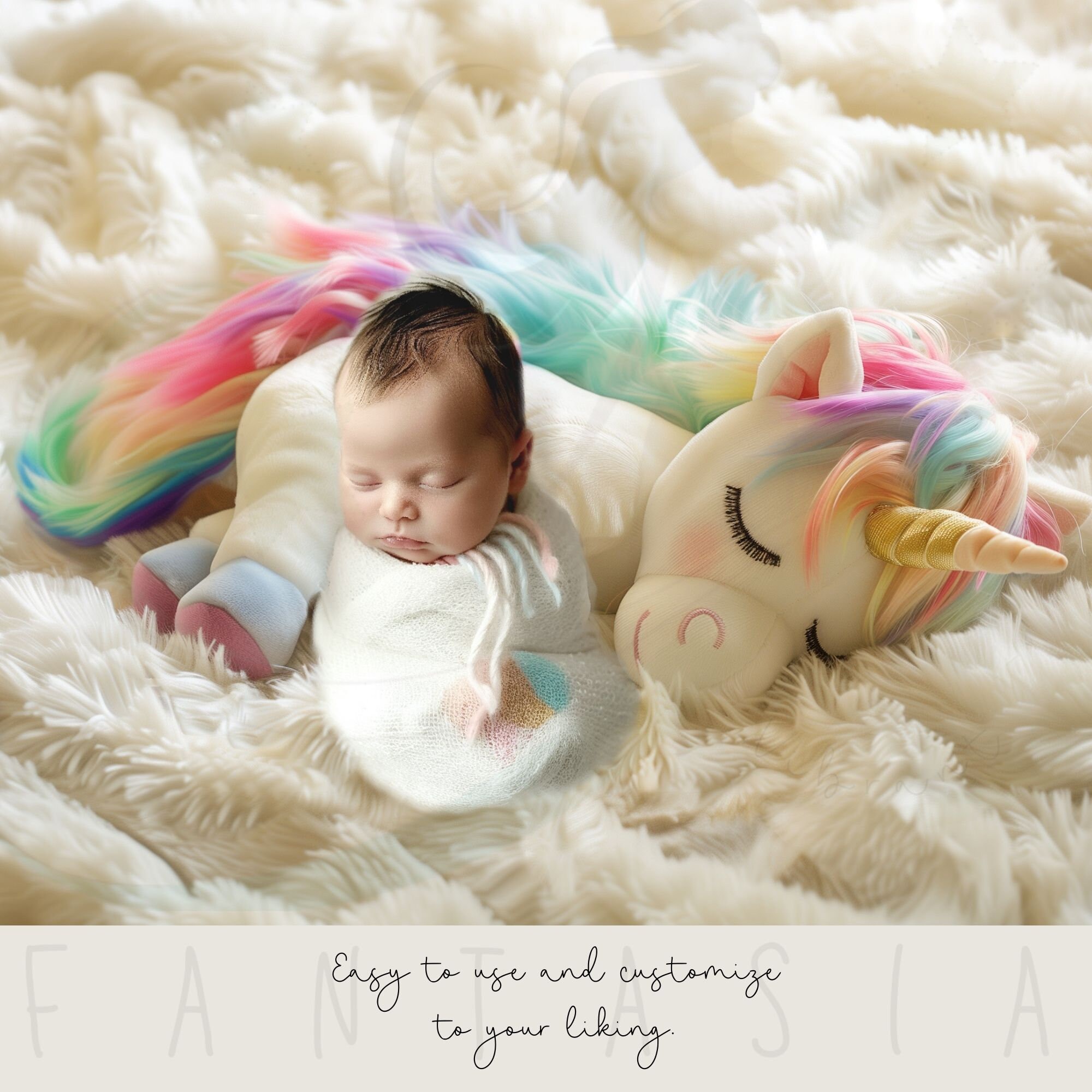 Cute Unicorn Digital Backdrops, Pastel Unicorn Plush Backgrounds for ...