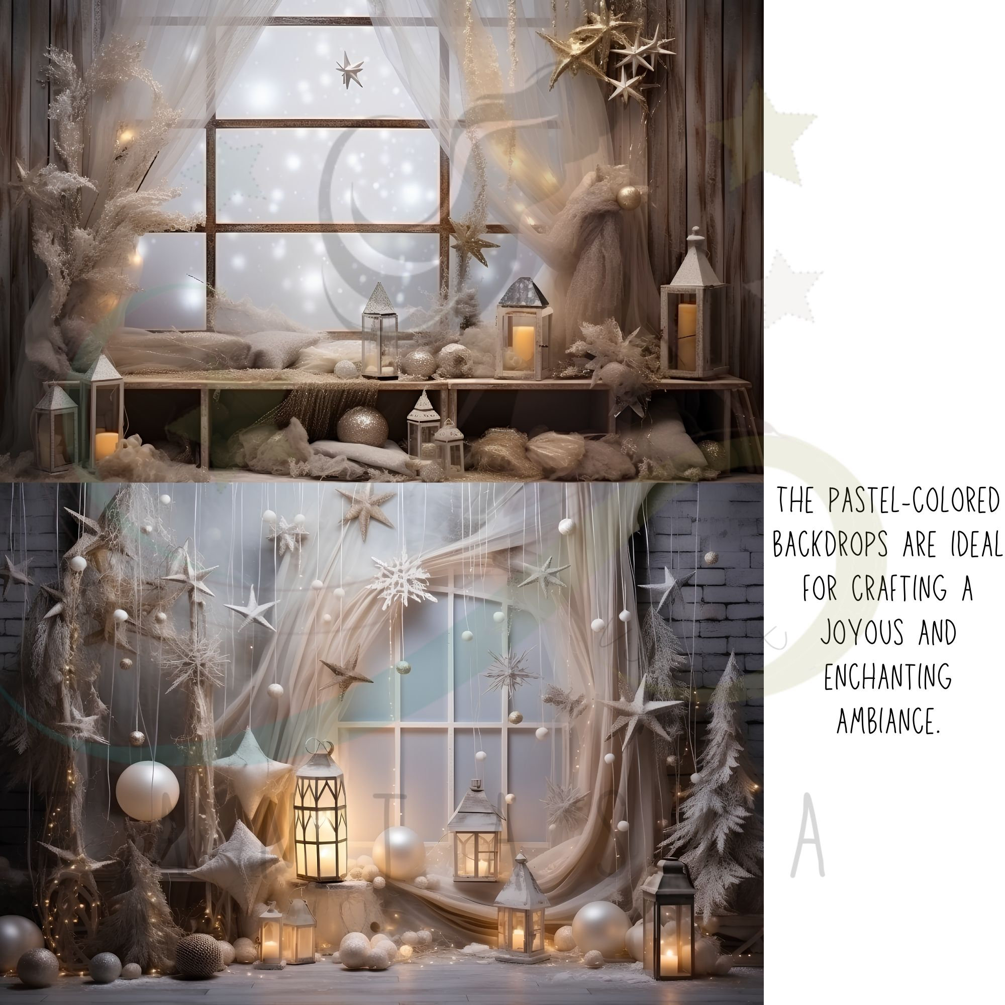 Rustic Christmas Digital Backdrops, Studio Backdrops Holiday Winter ...