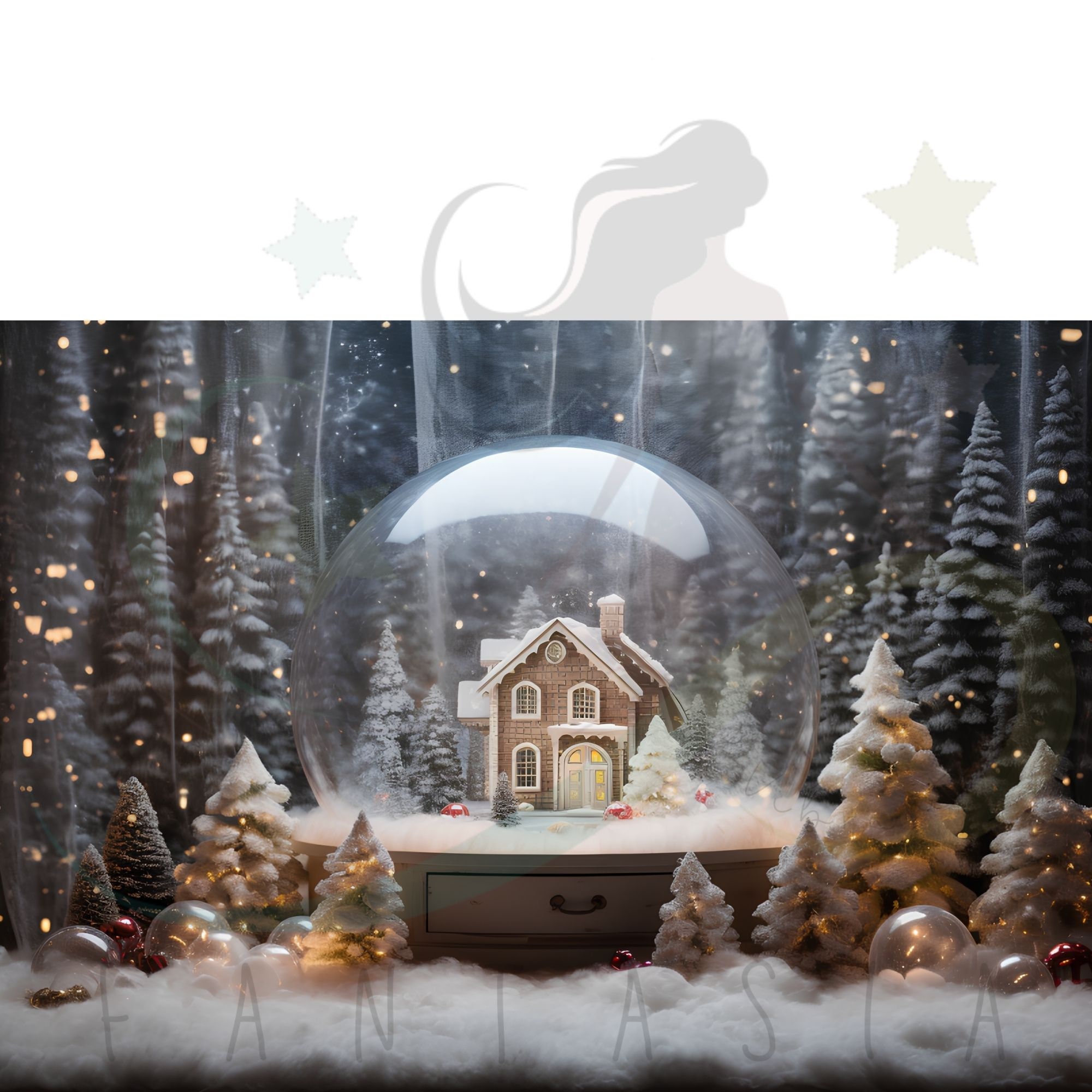 Christmas Snow Globe Digital Backdrops, Studio Backdrops Holiday ...