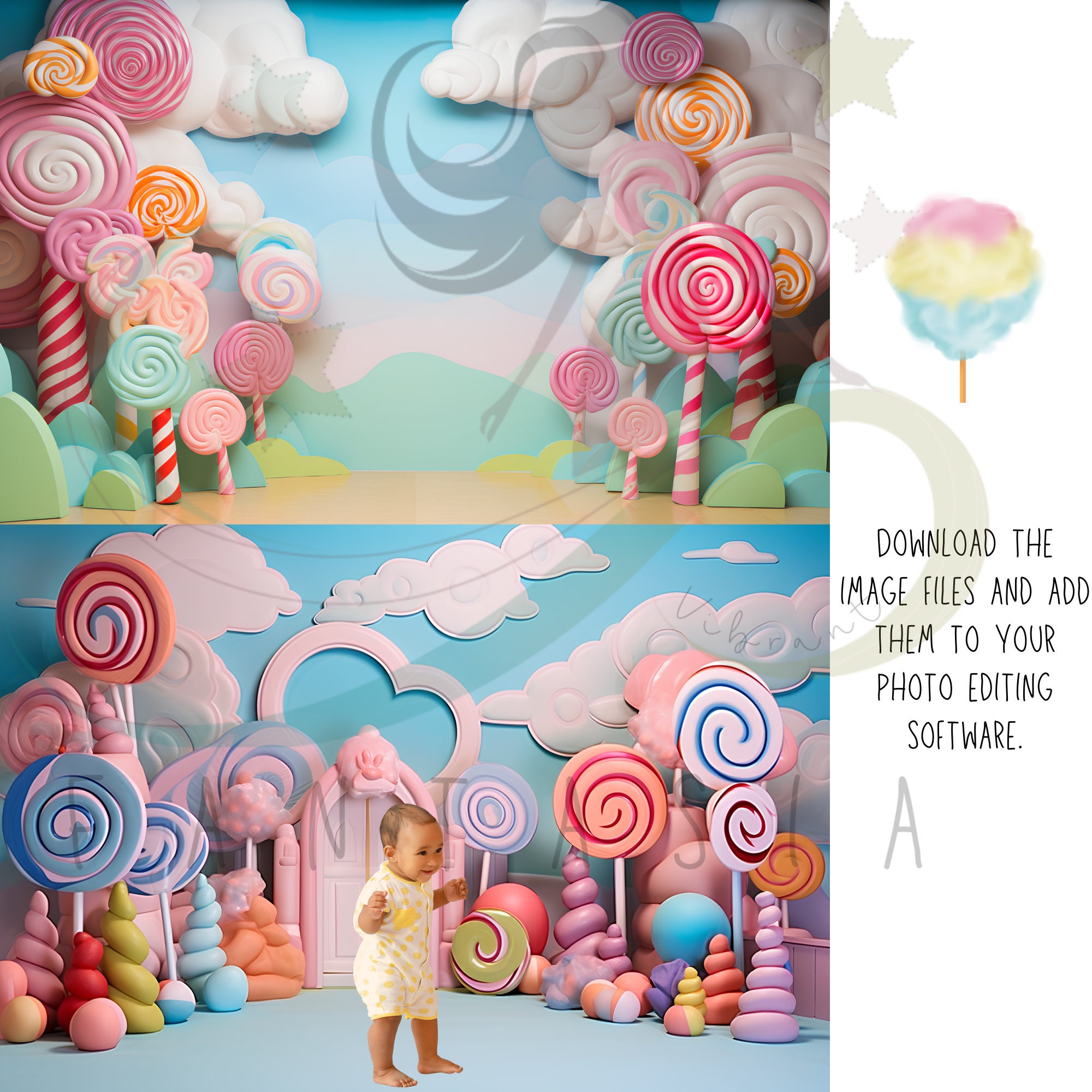 Candyland Enchantment Digital Backdrops, Rainbow Backdrops, Children ...