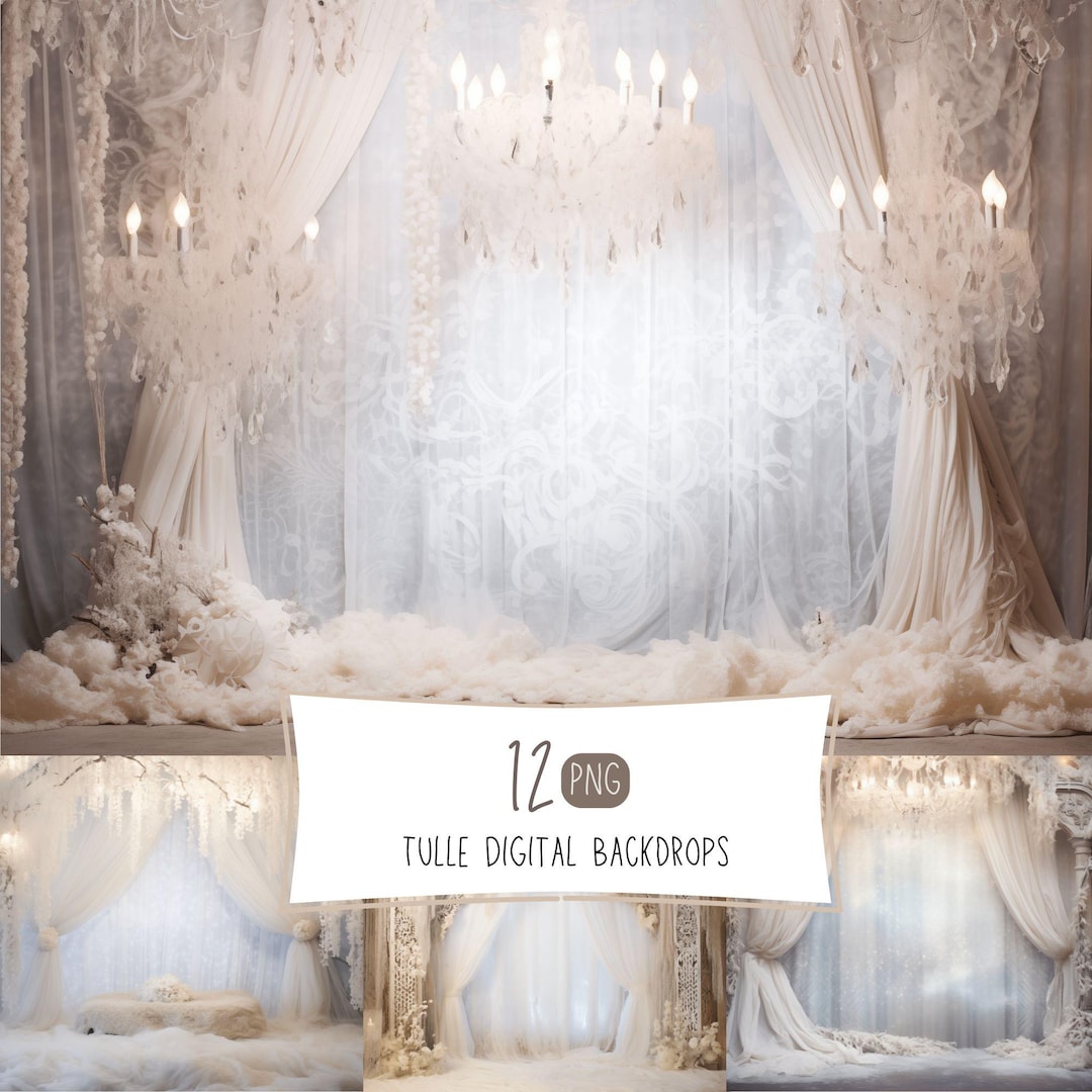 Tulle Digital Backdrops, Overlays for Photoshop: Lace Backgrounds ...