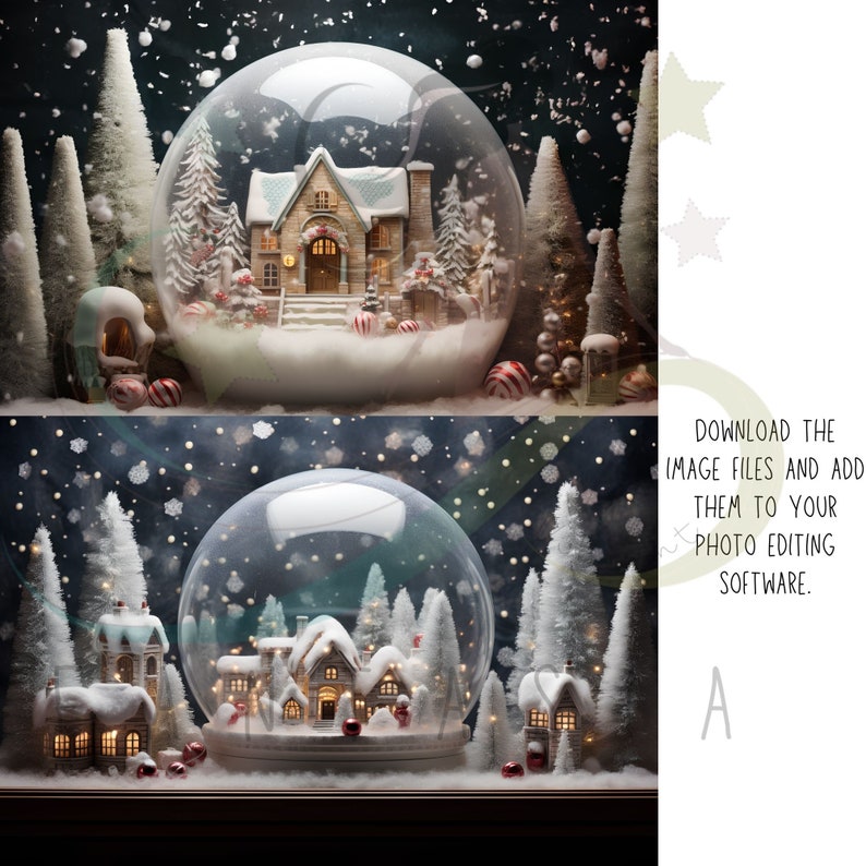 Christmas Snow Globe Digital Backdrops, Studio Backdrops Holiday ...