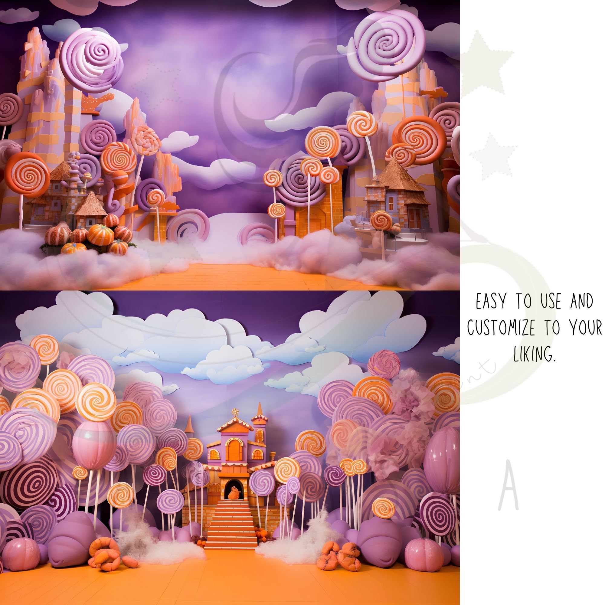Candyland Halloween Digital Backdrops, Rainbow Backdrops, Children ...