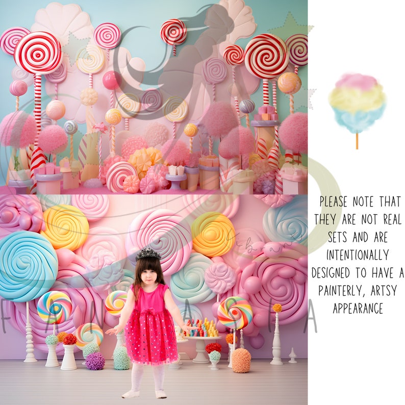 Candyland Enchantment Digital Backdrops, Rainbow Backdrops, Children ...