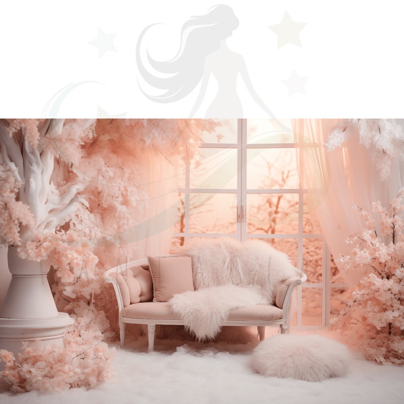 Cozy Peach Elegance Digital Backdrops, Studio Backdrops Holiday Winter ...
