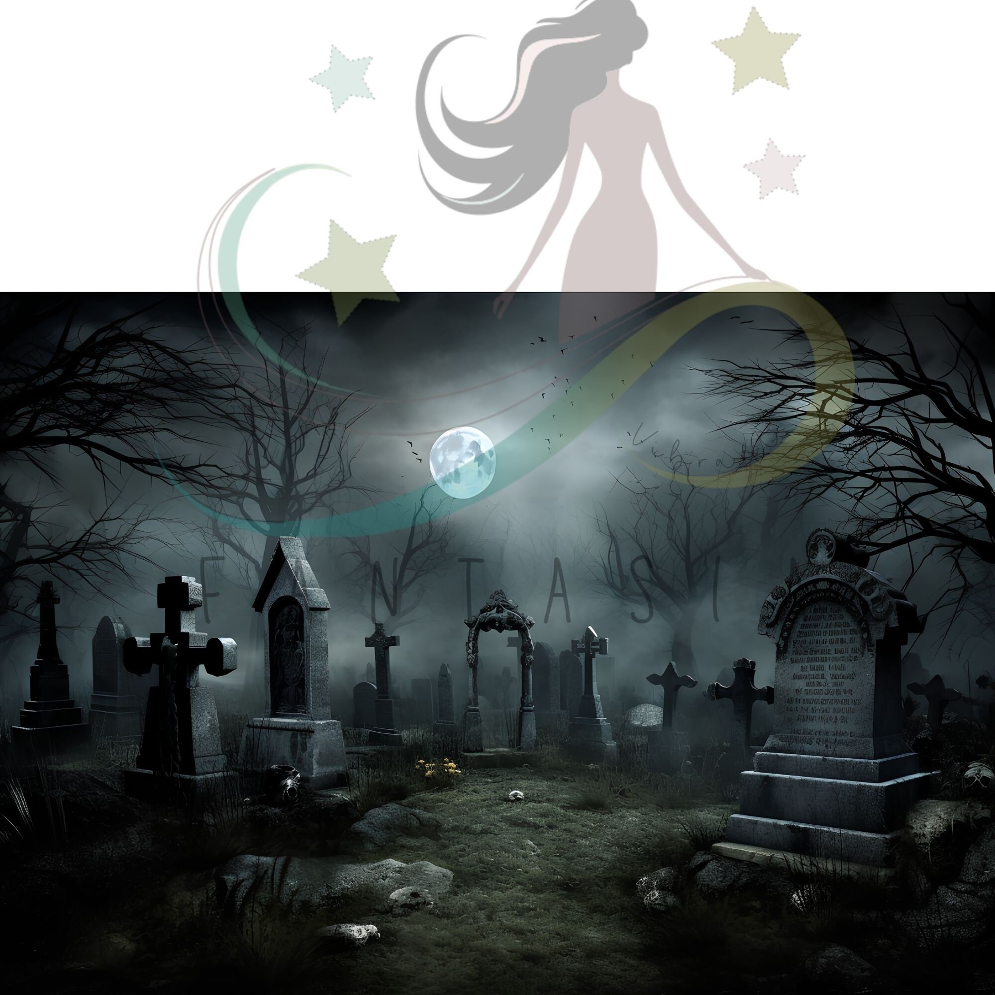 Spooky Graveyard Digital Backdrops, Photography Backdrops, Halloween ...
