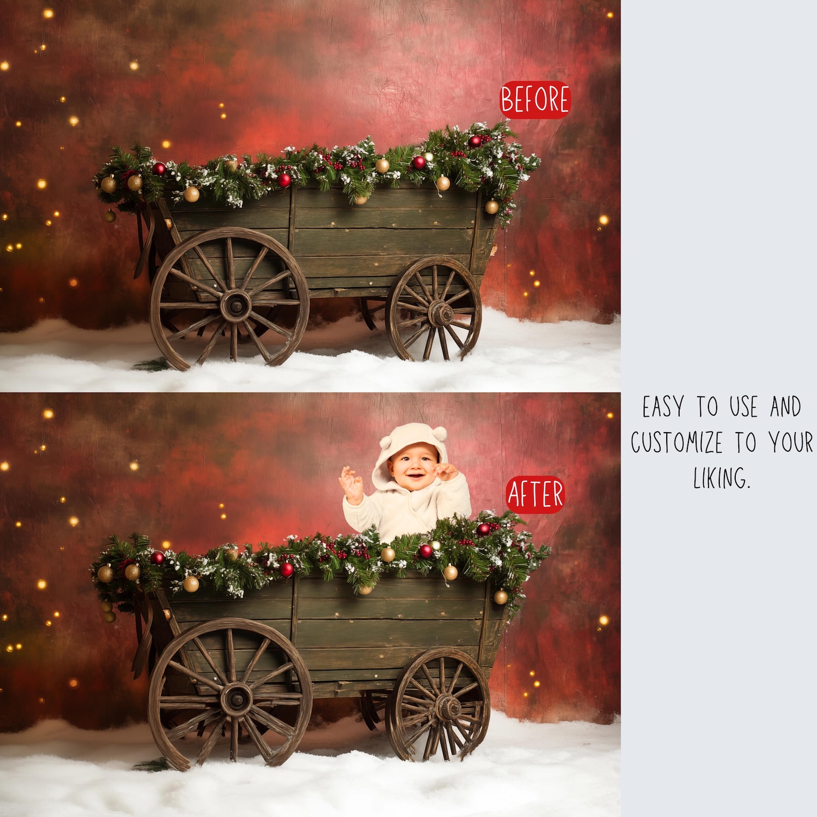 Christmas Wagon Digital Backdrops, Festive Holiday Background for ...