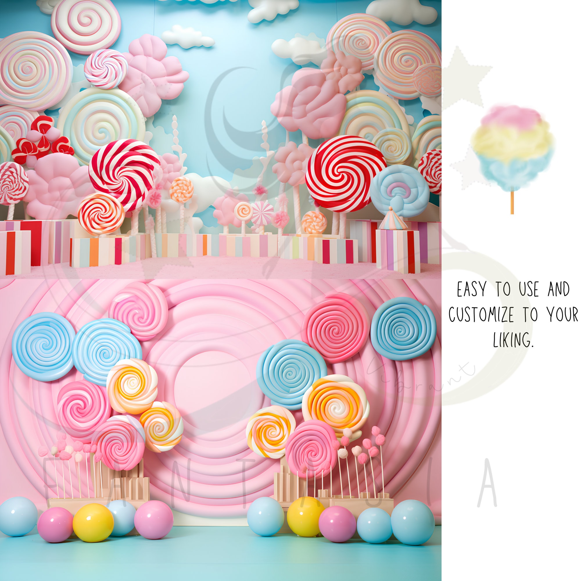Candyland Enchantment Digital Backdrops, Rainbow Backdrops, Children ...