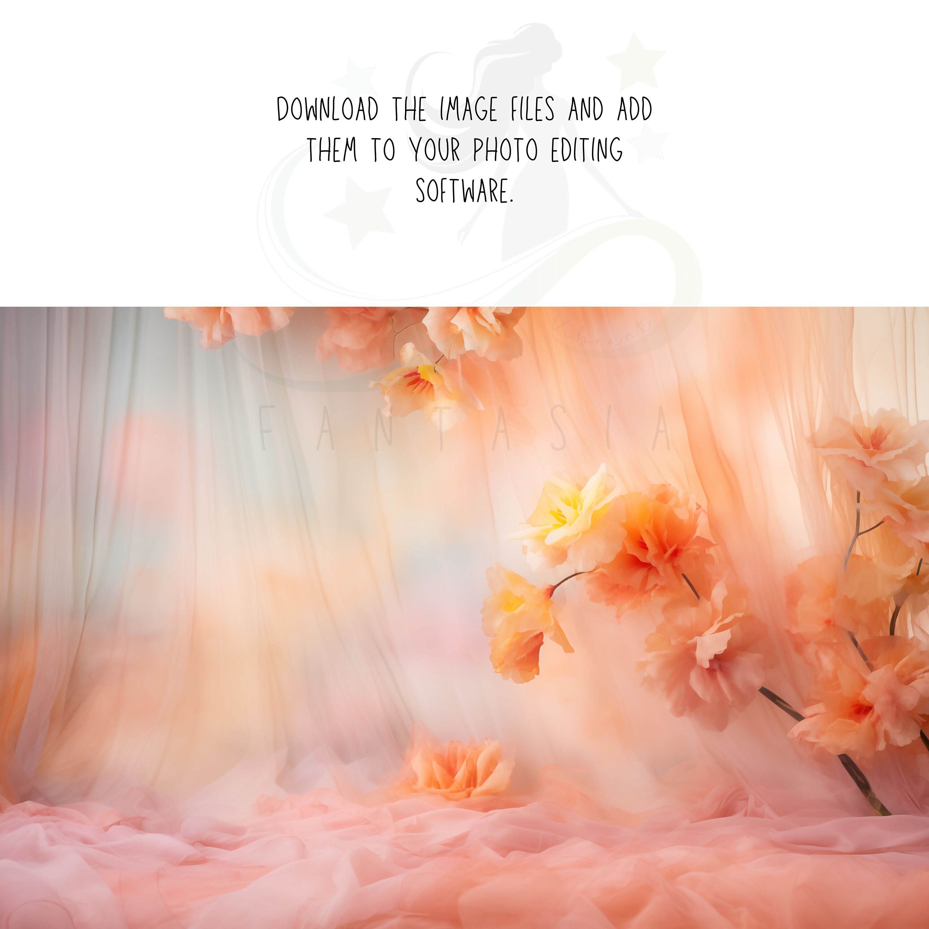 Peach Cream Blossoms Digital Backdrops: Floral Fine Art Textures (PNG ...