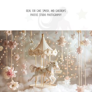 Vintage Carousel Horse Digital Backdrops, Floral Fantasy Backgrounds ...