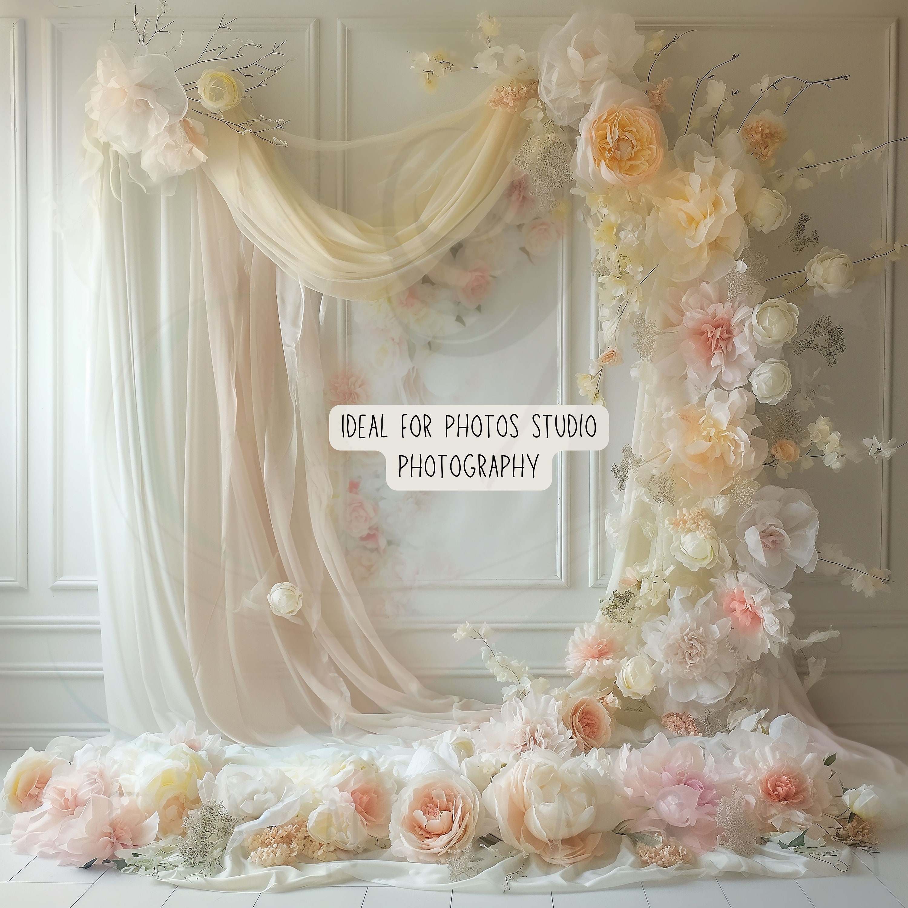 Majestic Maternity Floral Arch and Drapes Digital Backdrops JPG Set ...