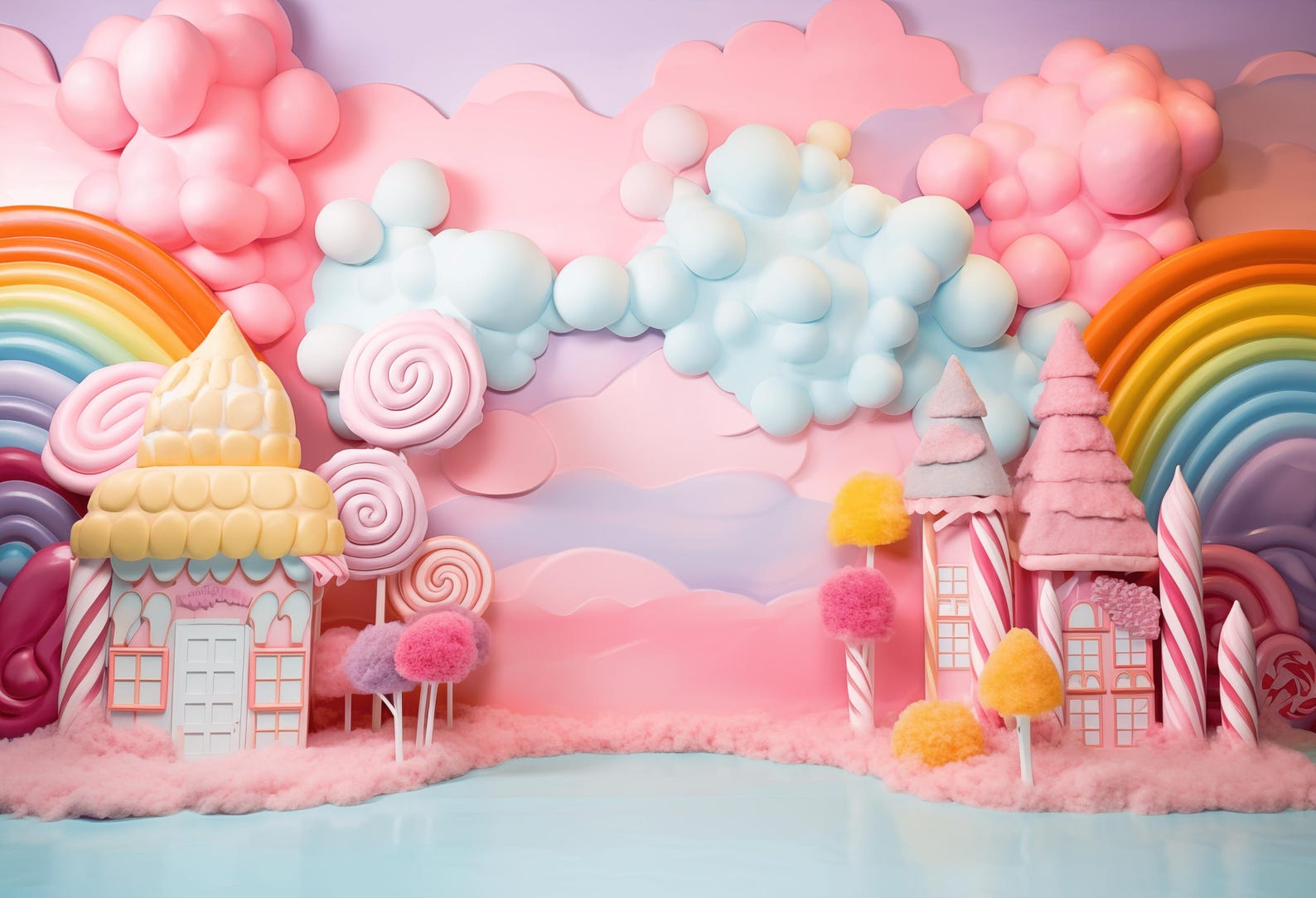 Candyland Digital Backdrops, Rainbow Backdrops, Children Birthday Cake ...