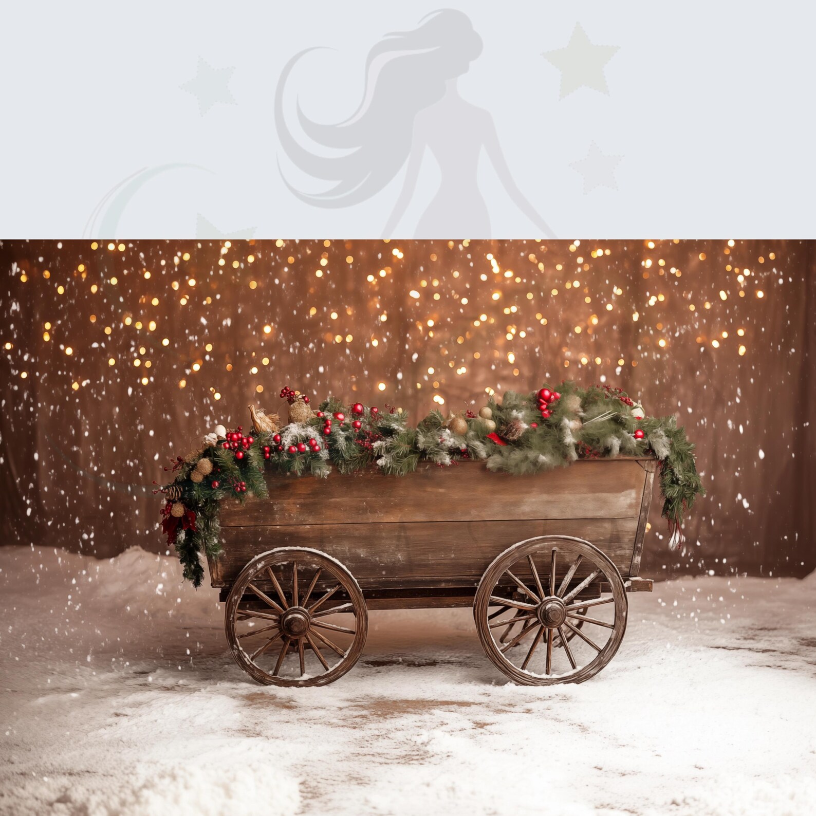 Christmas Wagon Digital Backdrops, Festive Holiday Background for ...
