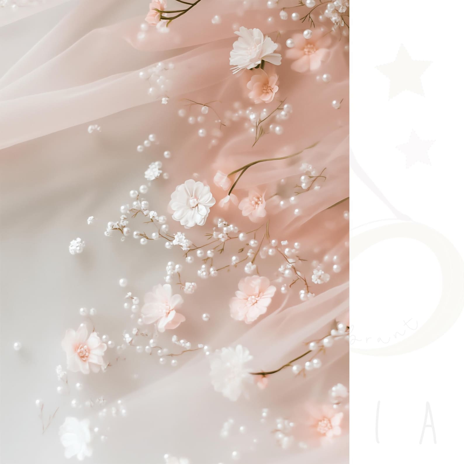 Blush Pink Floral Digital Backdrops: Pearls & Tulle Overlays (JPG) - Etsy