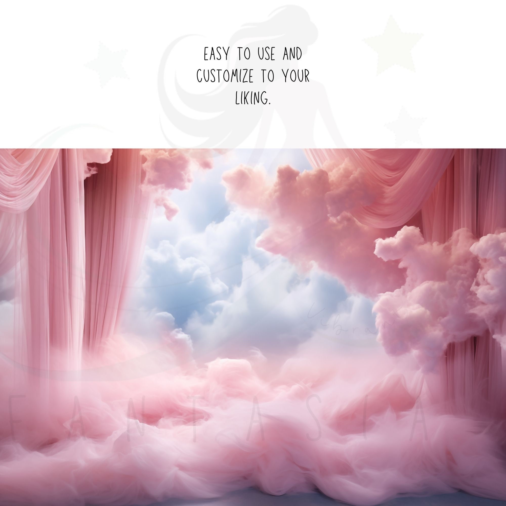 Fine Art Pink Floral Curtains Digital Backdrop, Studio Backdrops ...