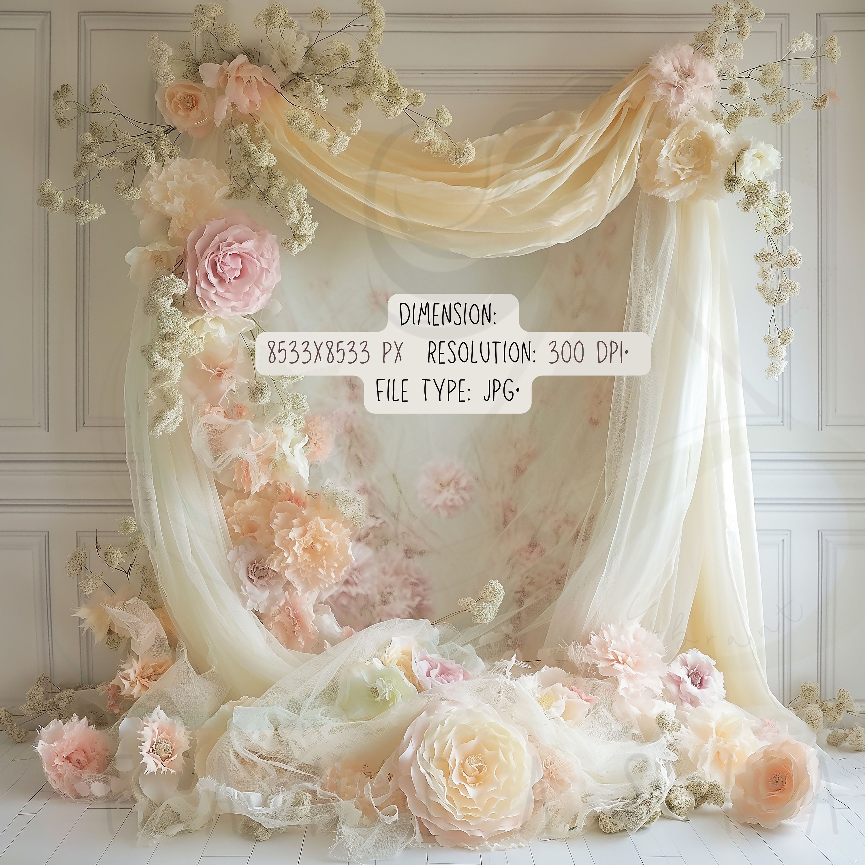 Majestic Maternity Floral Arch and Drapes Digital Backdrops JPG Set ...