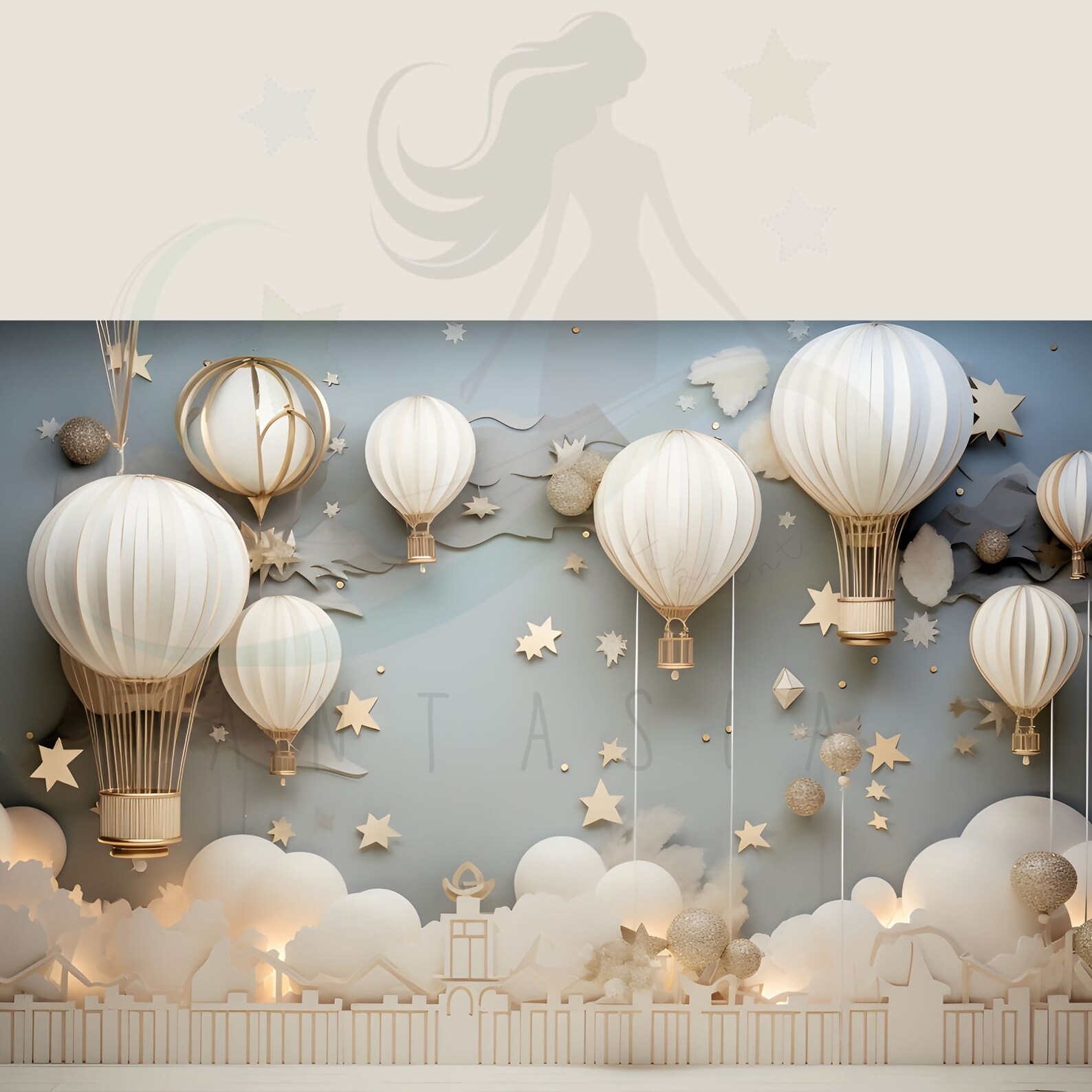 Hot Air Balloon Digital Backdrops, Studio Backdrops Cake Smash ...