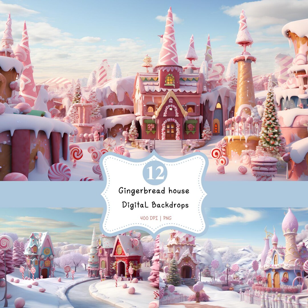 Gingerbread House Wonderland Digital Backdrops, Christmas Studio ...
