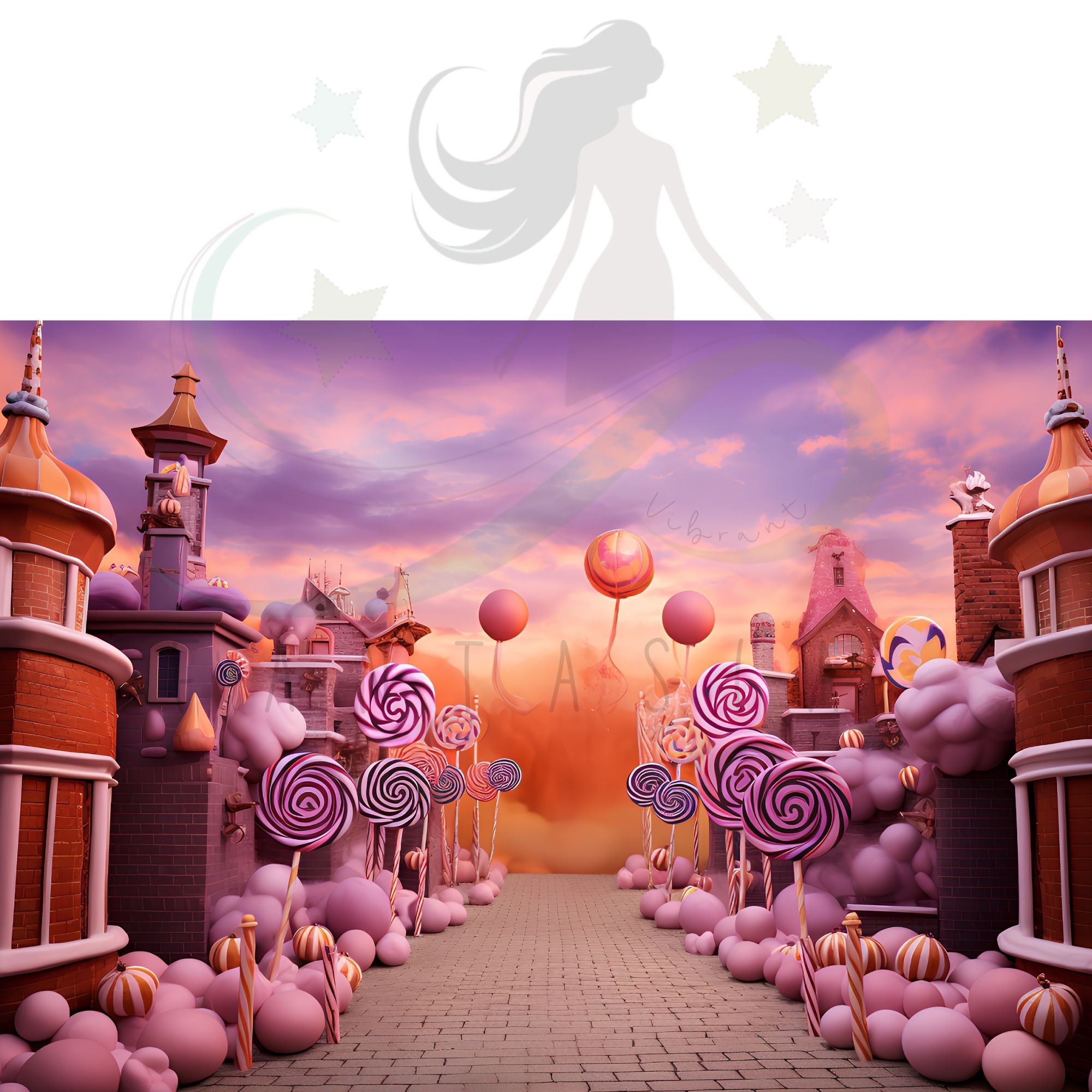 Candyland Halloween Digital Backdrops, Rainbow Backdrops, Children ...