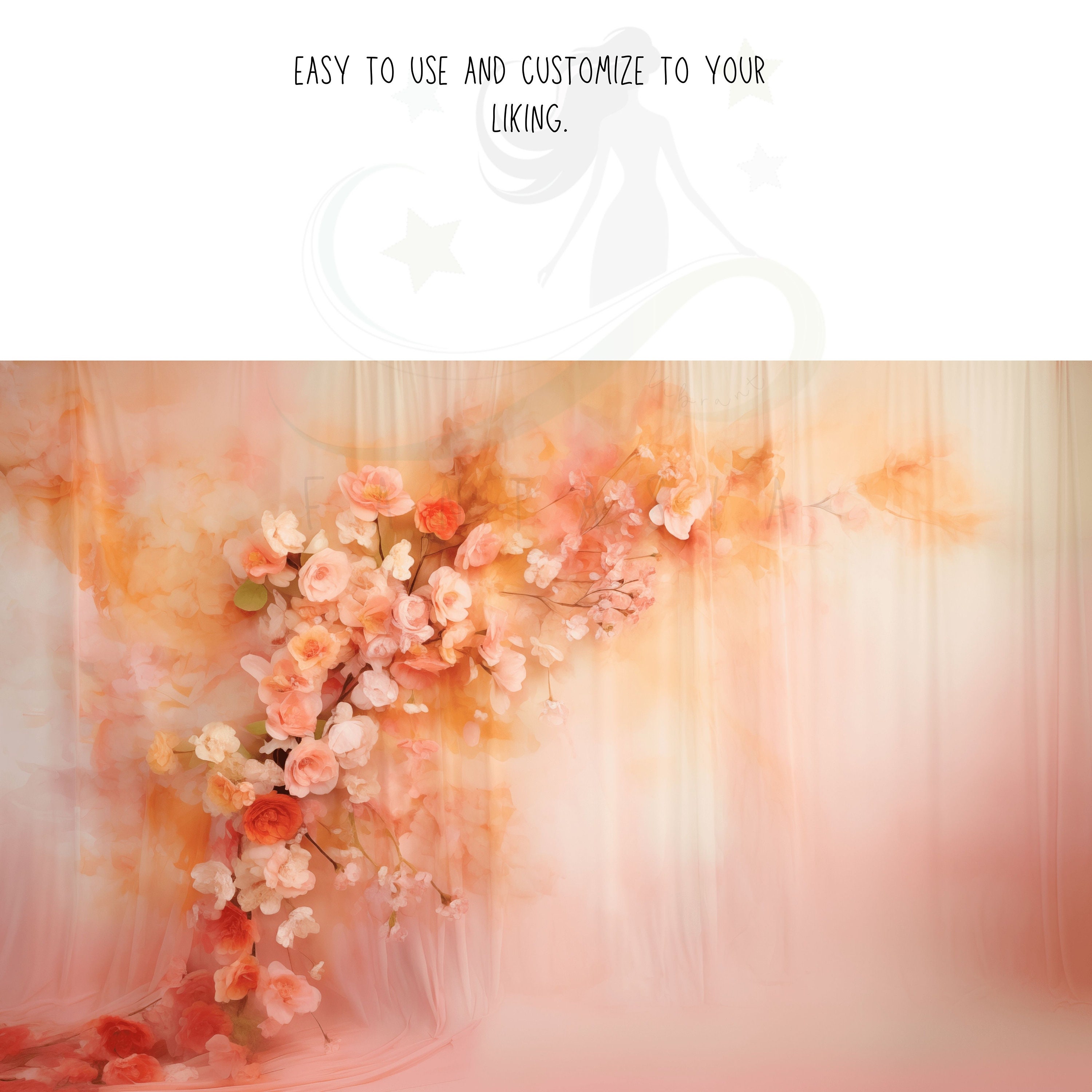 Peach Cream Blossoms Digital Backdrops: Floral Fine Art Textures (PNG ...