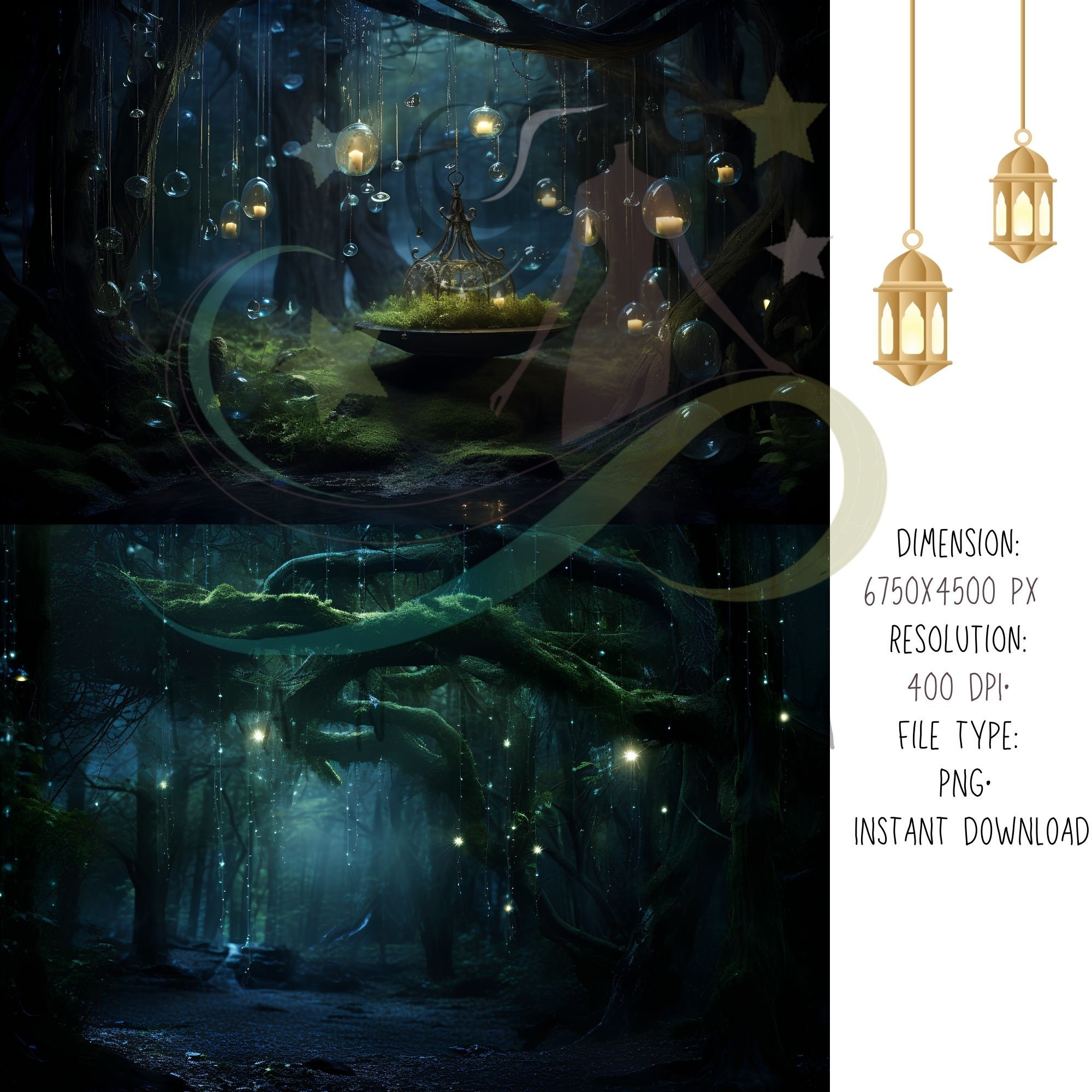 Enchanted Forest Digital Backdrops - Magical Whimsical Forest PNG ...