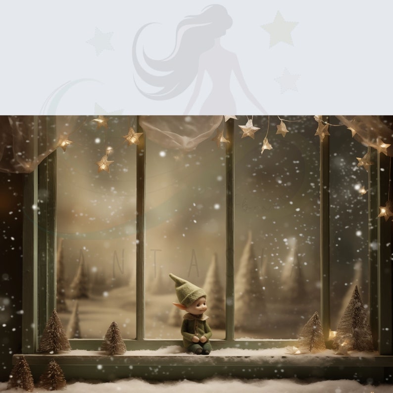 Green Christmas Elf Digital Backdrops, Studio Backdrops Holiday Winter ...
