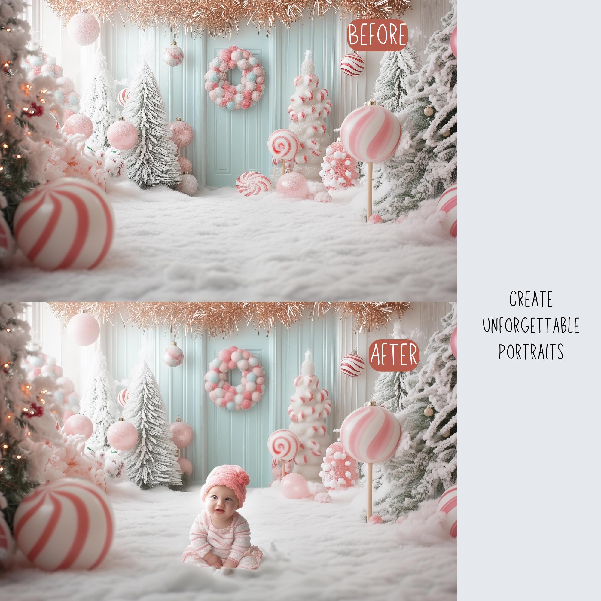 Candy Cane Christmas Digital Backdrops, Pink Candyland, Winter Holiday ...