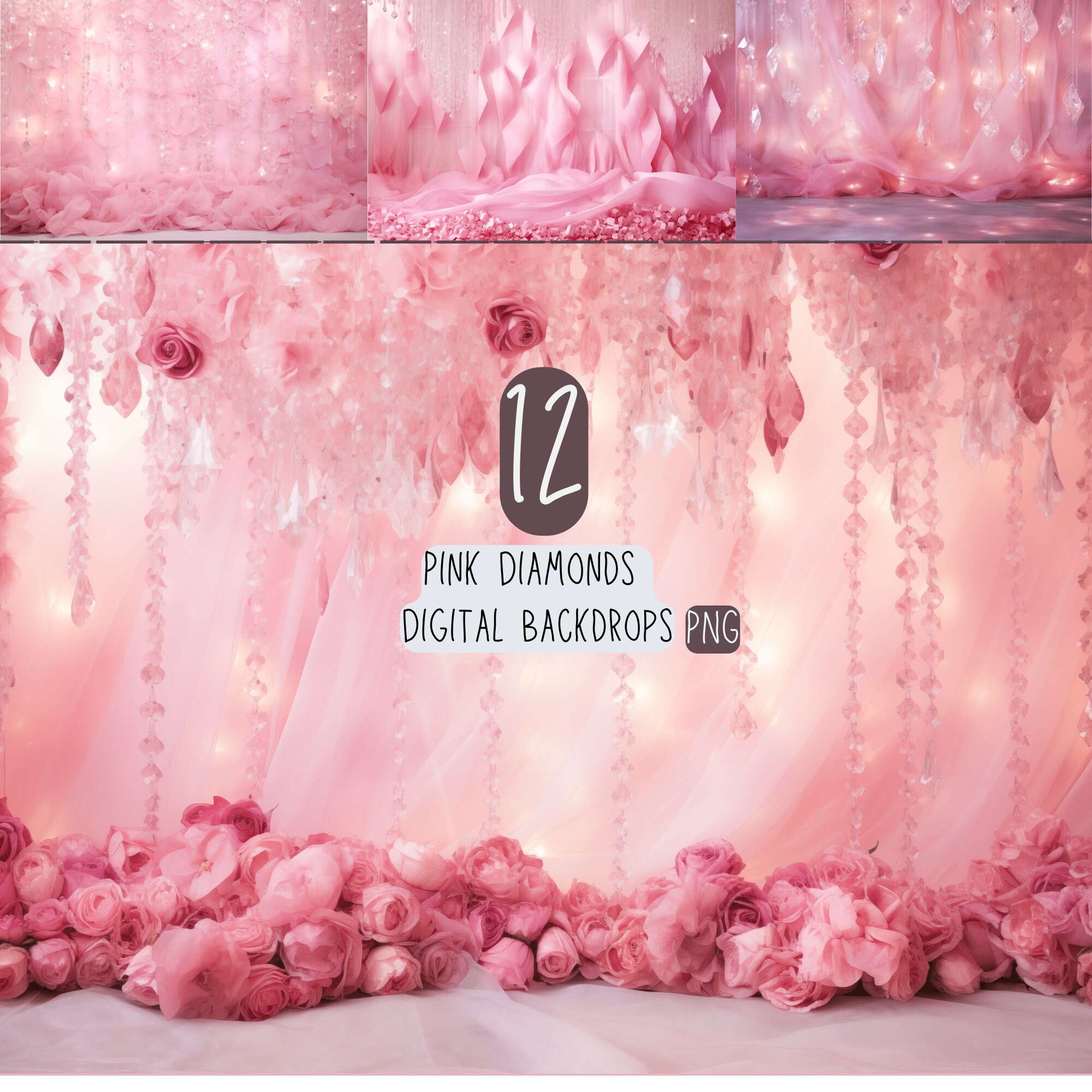 Pink Diamonds Digital Backdrops, Photoshop Texture Overlays, Maternity ...