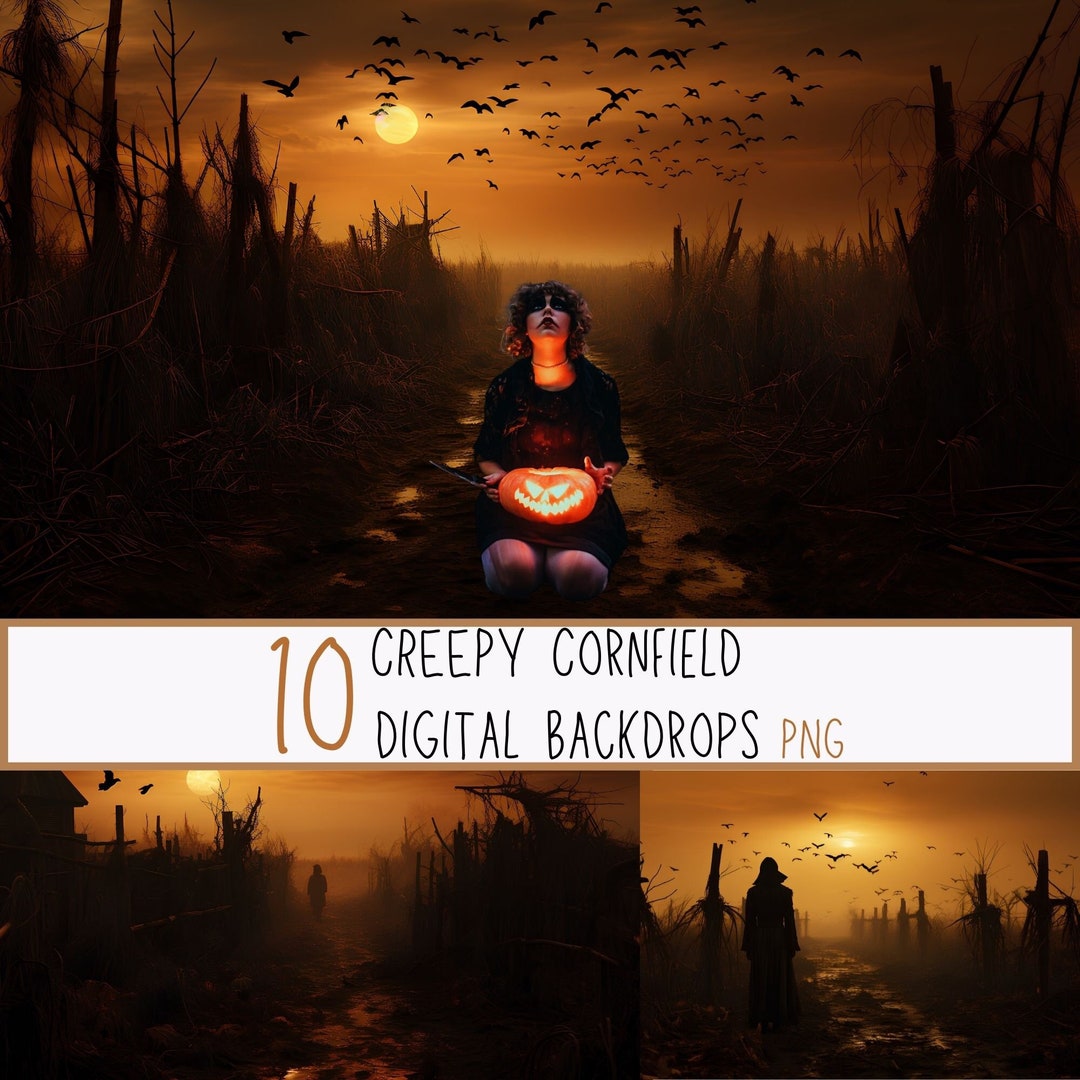 Creepy Cornfield Digital Backdrops, Photography Backdrops, Halloween ...