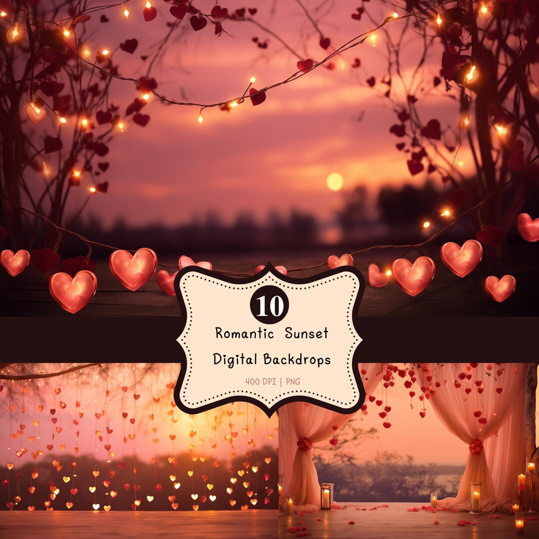 Romantic Valentine's Sunset Digital Backdrops,sunset Backgrounds ...
