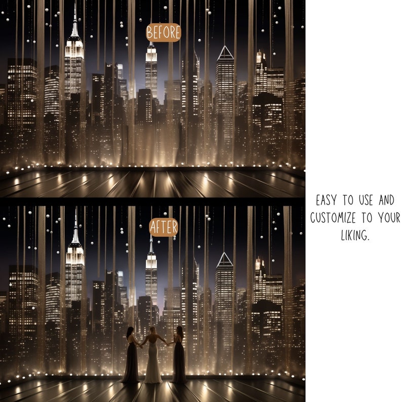 Glamorous Cityscape Digital Backdrops, Festive Studio Photography ...