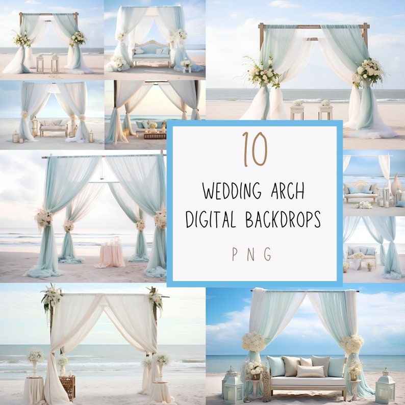 Wedding Arch Digital Backdrops, Beach Wedding Arch Photoshop ...