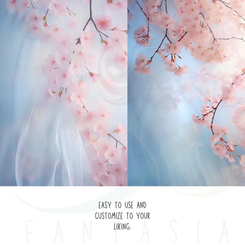 Sakura Cherry Blossom Digital Backdrops, Soft Fabric Texture ...