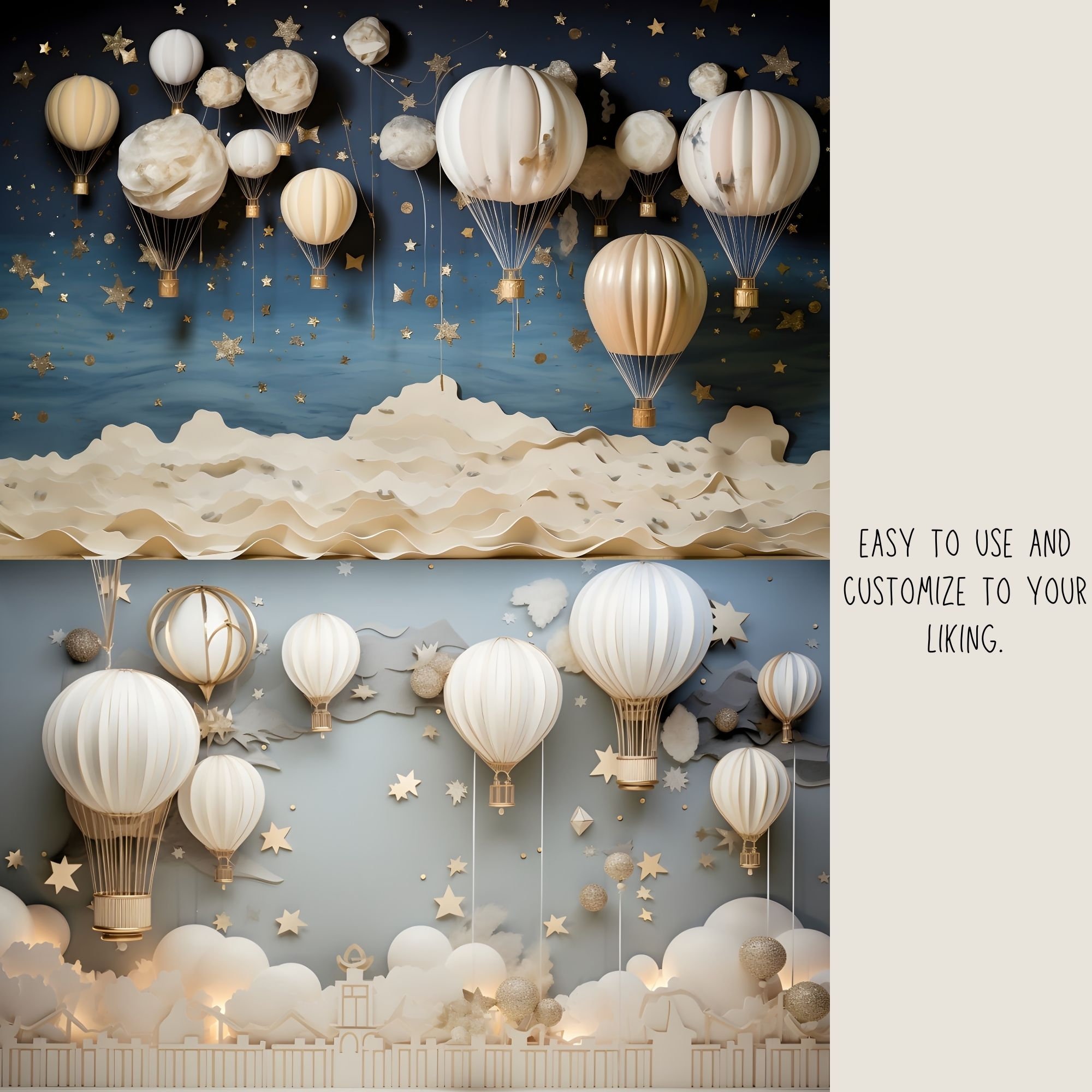 Hot Air Balloon Digital Backdrops, Studio Backdrops Cake Smash ...