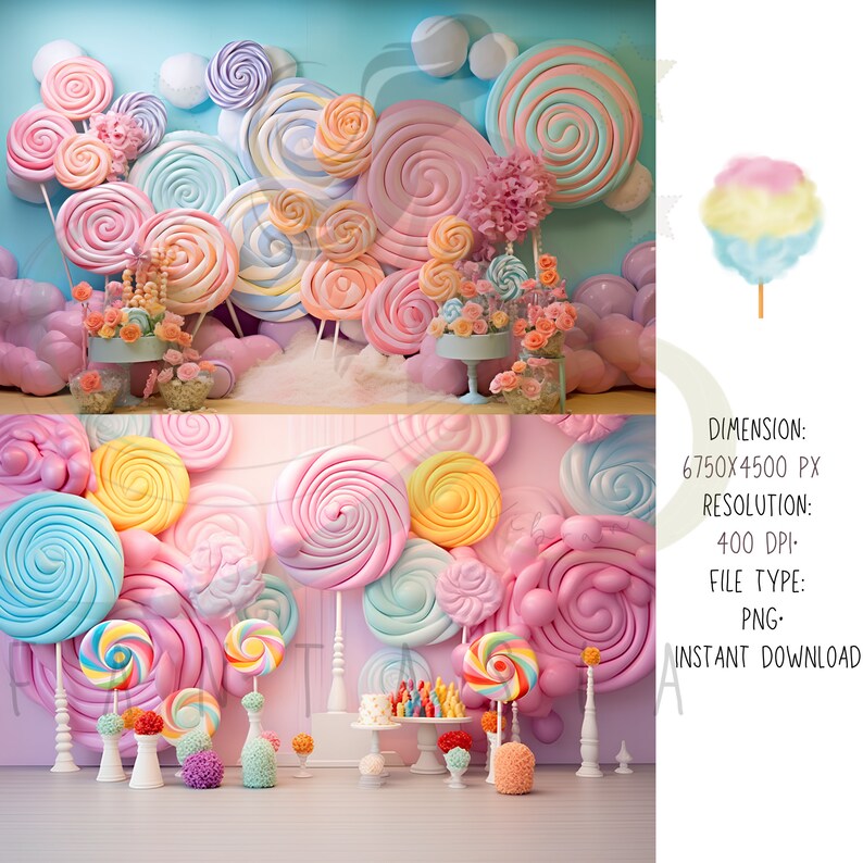 Candyland Enchantment Digital Backdrops, Rainbow Backdrops, Children ...