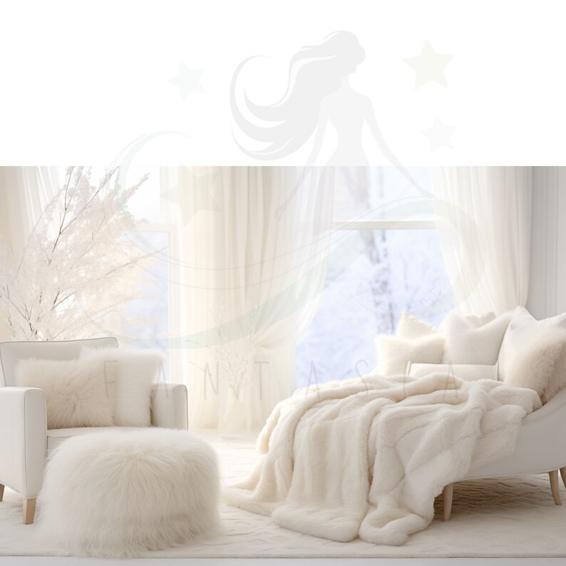 White Cozy Room Digital Backdrops: Winter Holiday Overlays (PNG) - Etsy ...