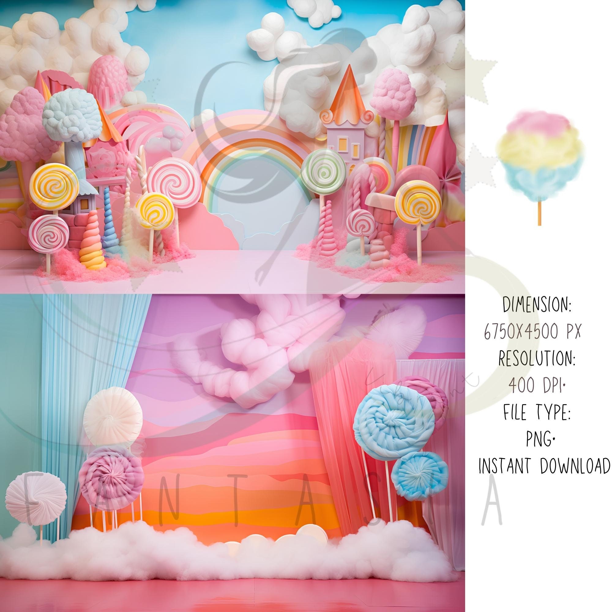 Candyland Haunt Digital Backdrops, Rainbow Backdrops, Children Birthday ...