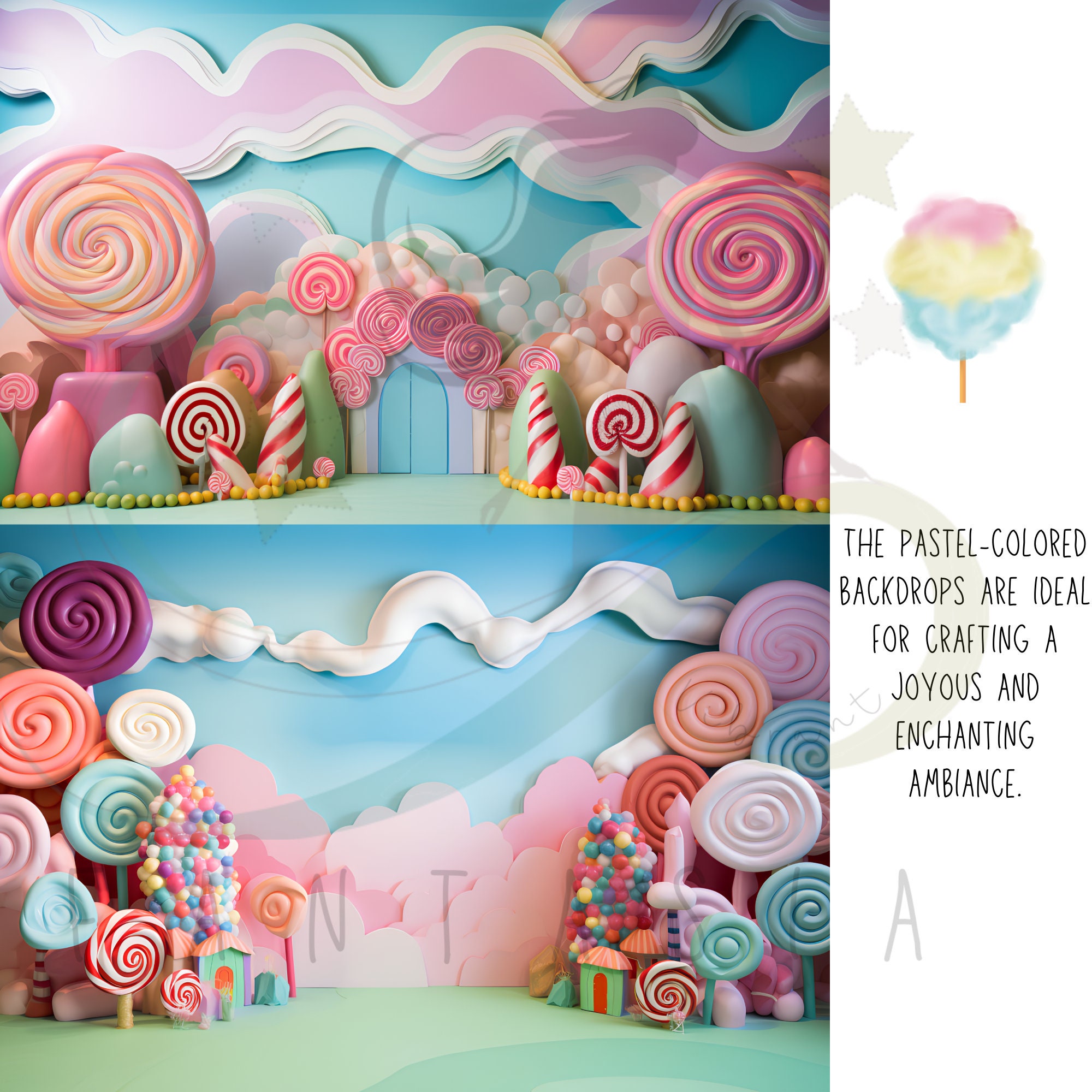 Candyland Enchantment Digital Backdrops, Rainbow Backdrops, Children ...