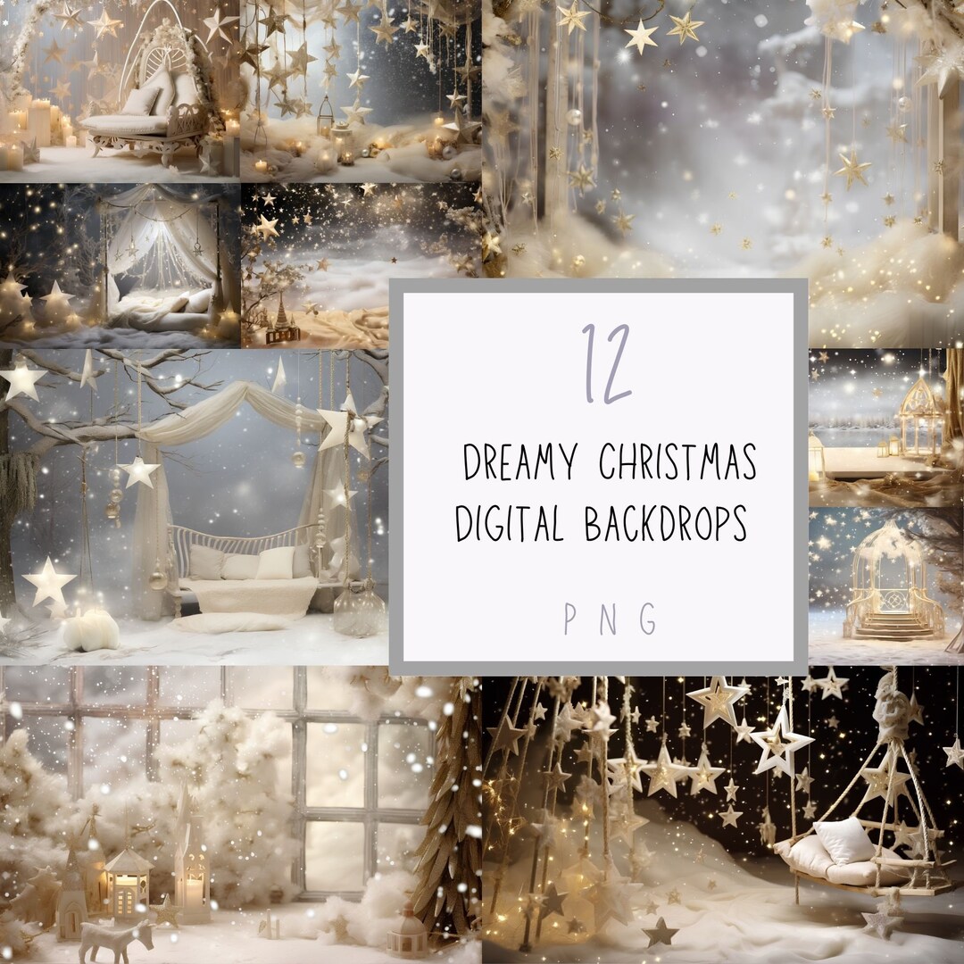 Dreamy Christmas Digital Backdrops, Studio Backdrops Holiday Winter ...