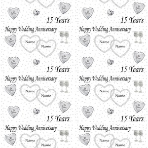 Personalised 15th Wedding Anniversary Wrapping Paper One Large Sheet 32 ...