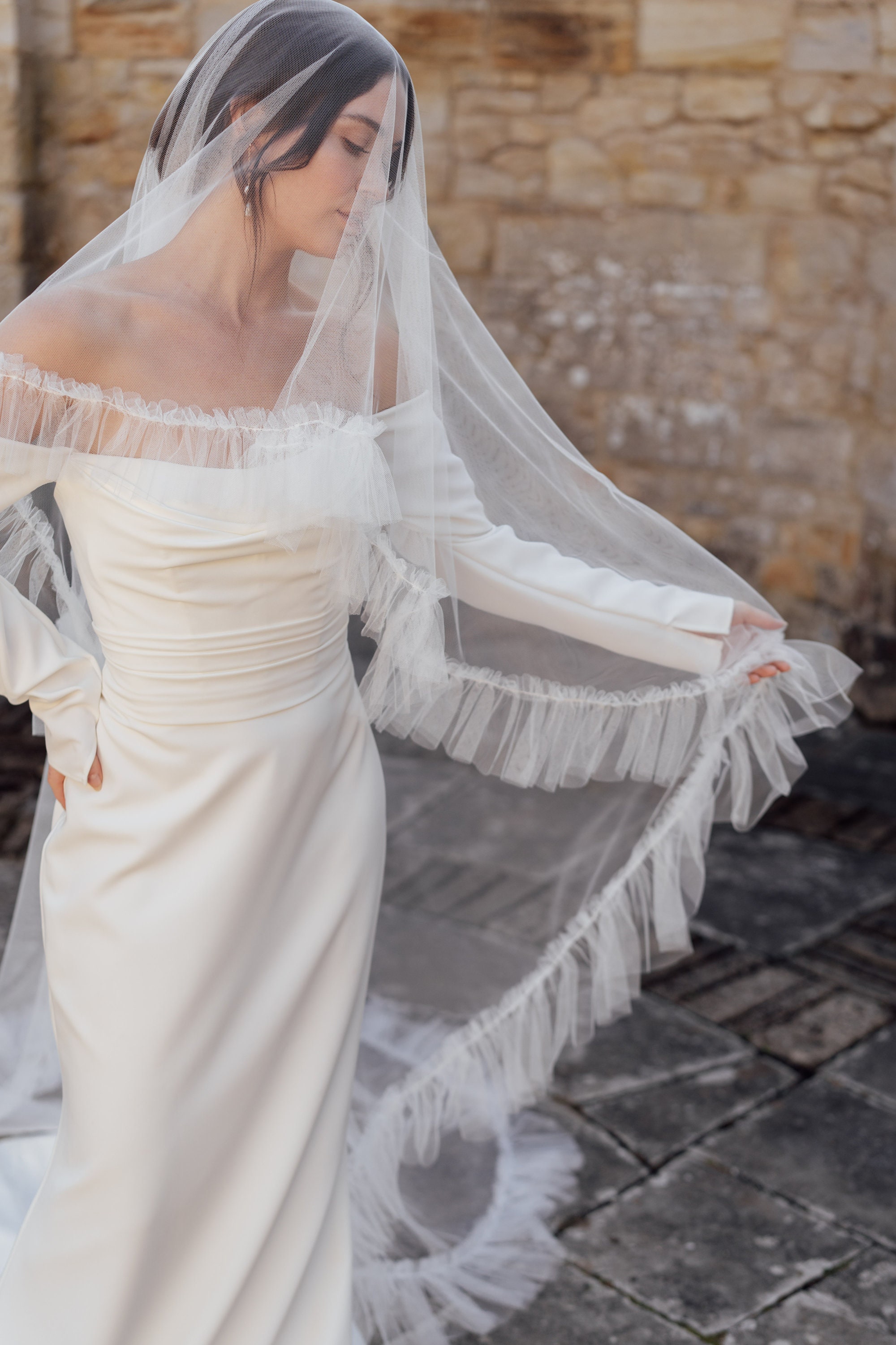 PIPPA RUFFLE VEIL | Two-tier Ruffle Edge Wedding Veil - Etsy