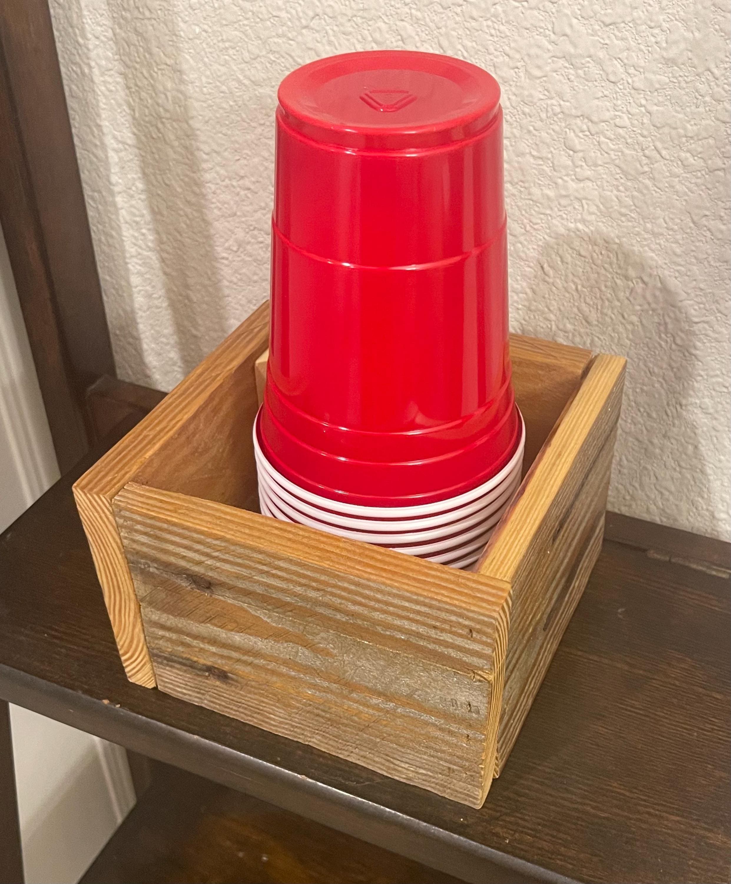 Rustic Reclaimed Wood Disposable Cup Holder With Marker Slot - Etsy
