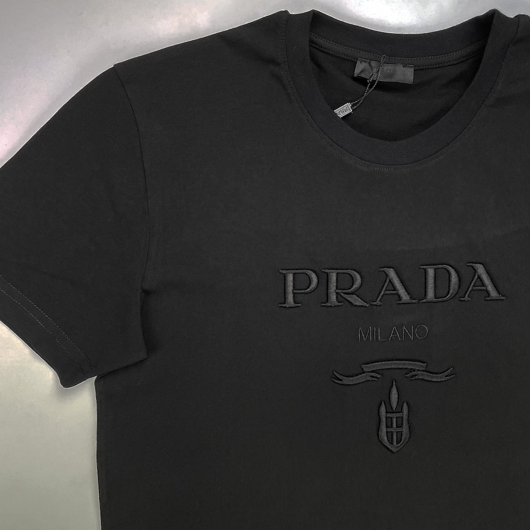 Vintage Prada Black T-shirt With Embroidery Size XL - Etsy